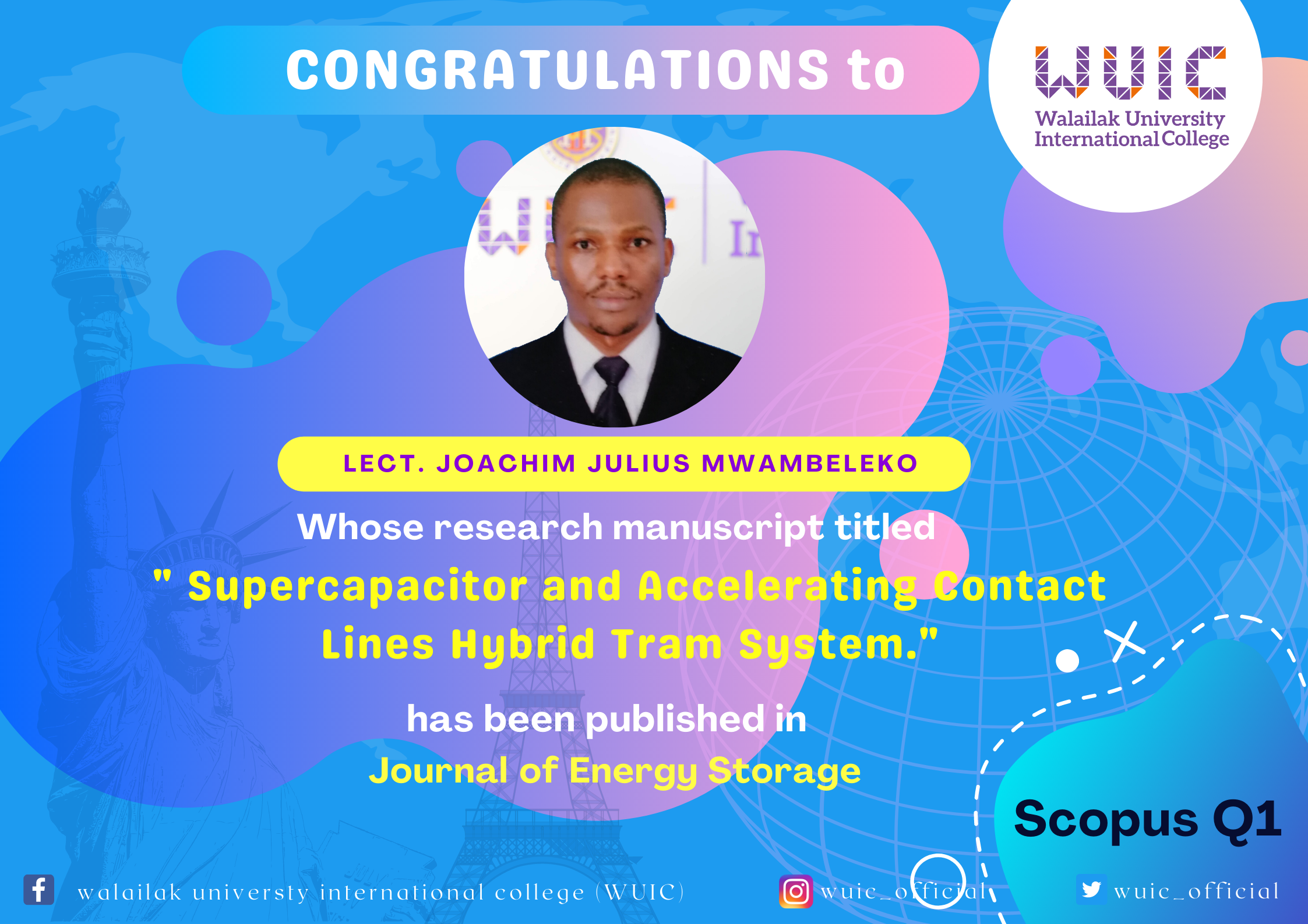 WUIC congratulates Lect. Joachim Julius Mwambeleko