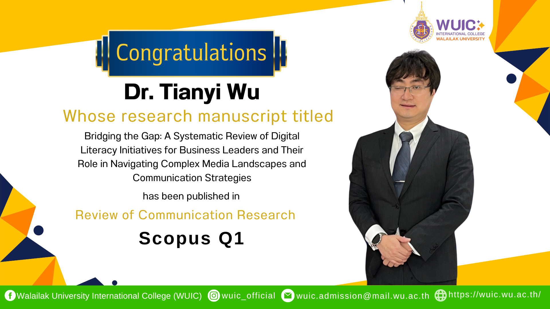 Congratulations Dr. Tianyi Wu