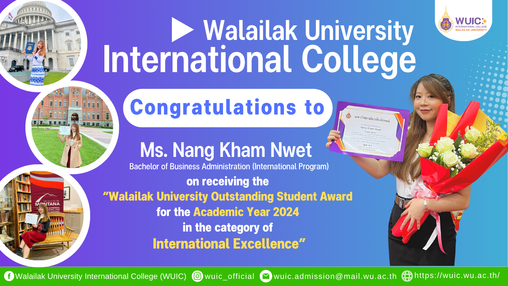 Walailak University International College Student Honored with ...