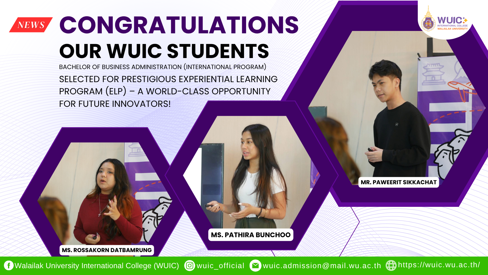 Our WUIC Students Selected for Prestigious Experiential Learning ...