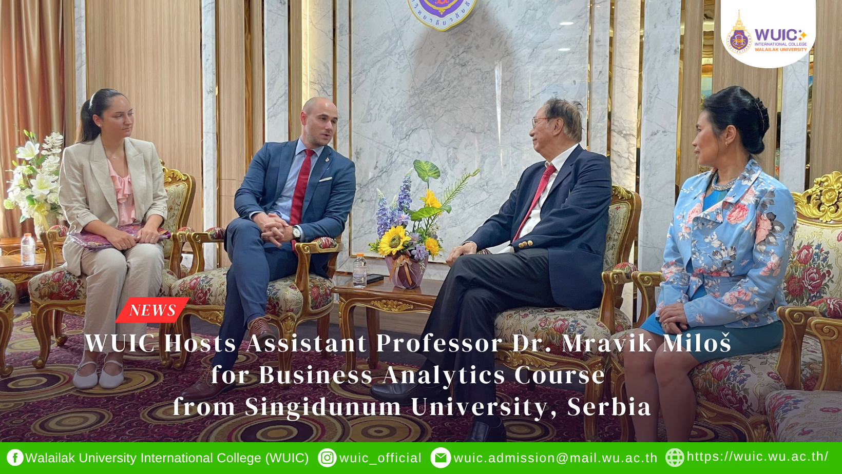 WUIC Hosts Assistant Professor Dr. Mravik Miloš for Business Analytics ...